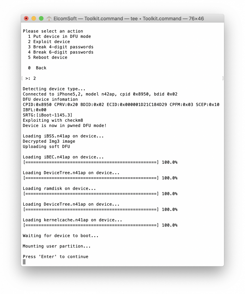 iPhone 5 and 5c Passcode Unlock with iOS Forensic Toolkit | ElcomSoft blog
