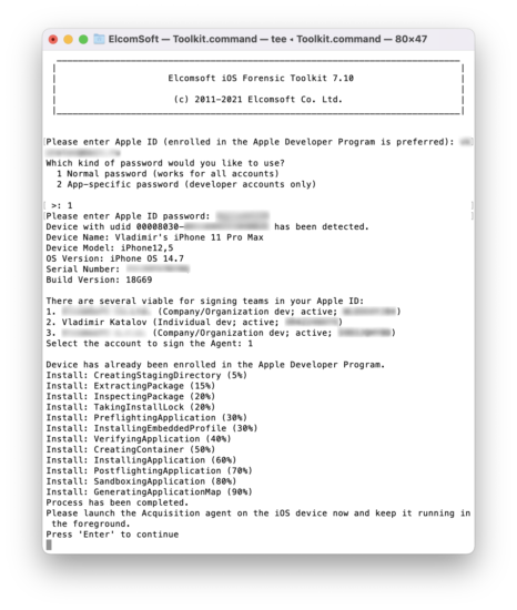 Agent-based full file system and keychain extraction: now up to iOS 14.8 (incl.) | ElcomSoft blog