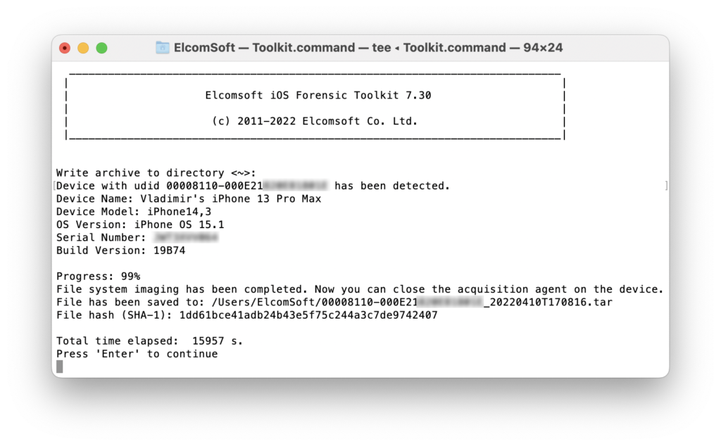 Agent-Based Low-Level iOS File System Extraction | ElcomSoft blog