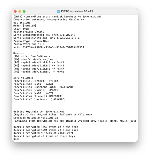 Ios 16 Extracting The File System And Keychain From A11 Devices Elcomsoft Blog