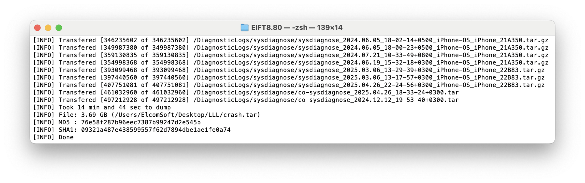 Extracting Apple Unified Logs | ElcomSoft blog
